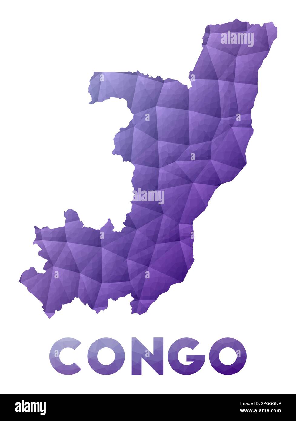 Map of Congo. Low poly illustration of the country. Purple geometric ...
