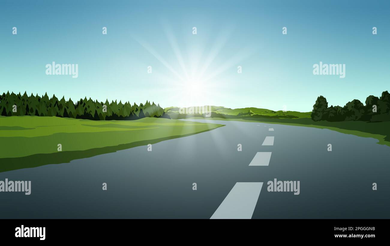Empty rural asphalt road Stock Vector Images - Alamy