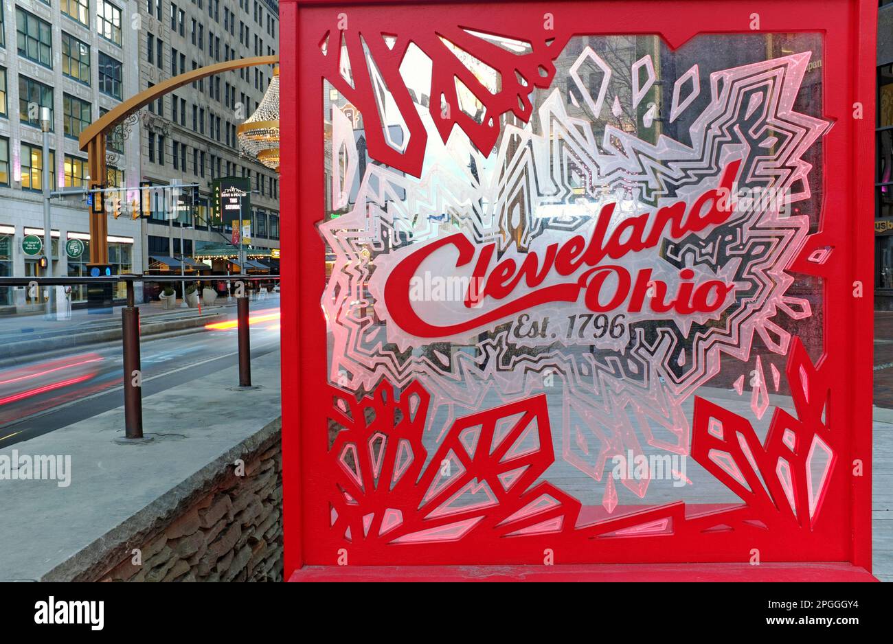 Cleveland ohio red winter sign hi-res stock photography and images - Alamy