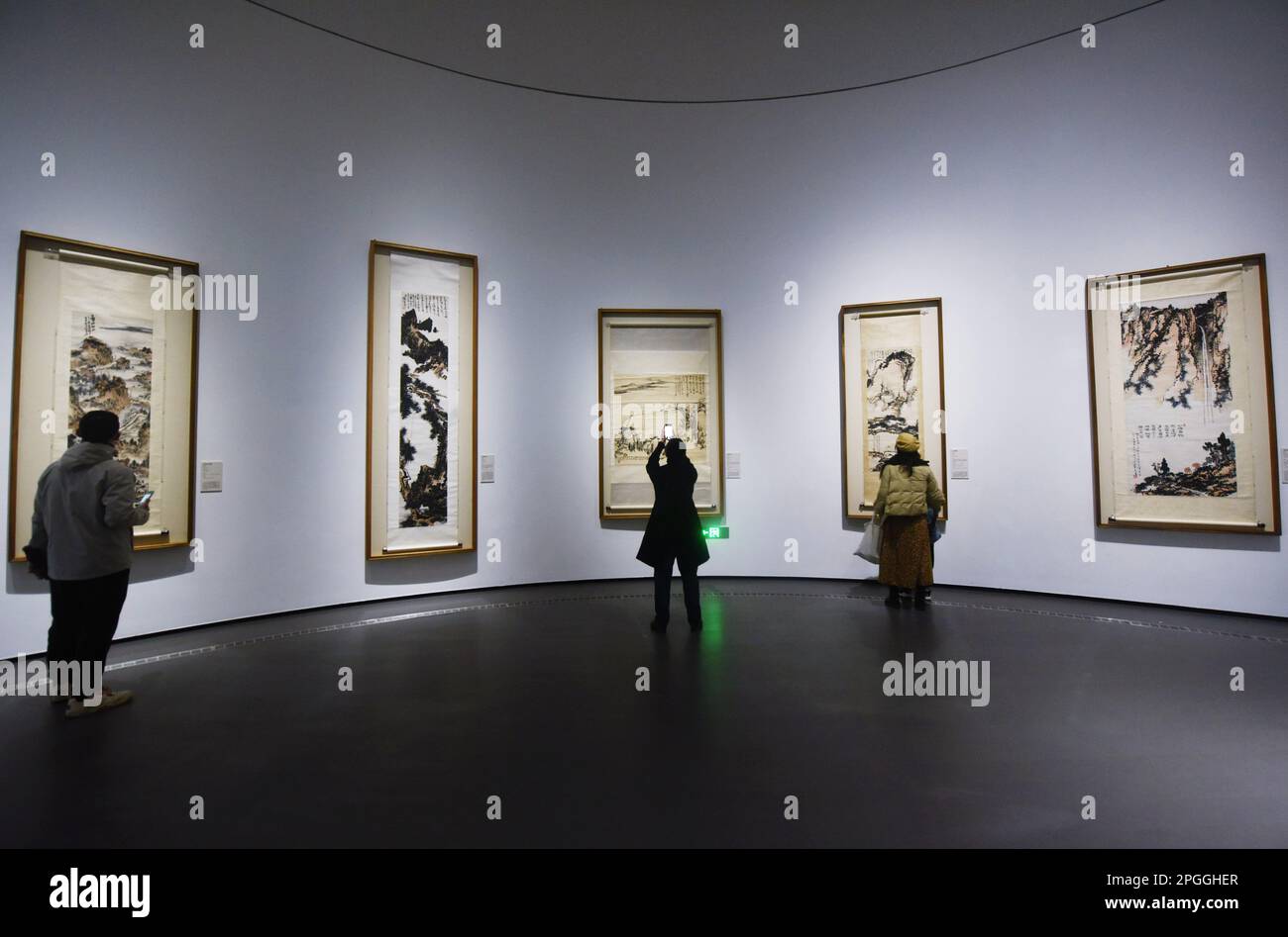 HANGZHOU, CHINA - MARCHA 23, 2023 - Visitors view Pan Tianshou's ...