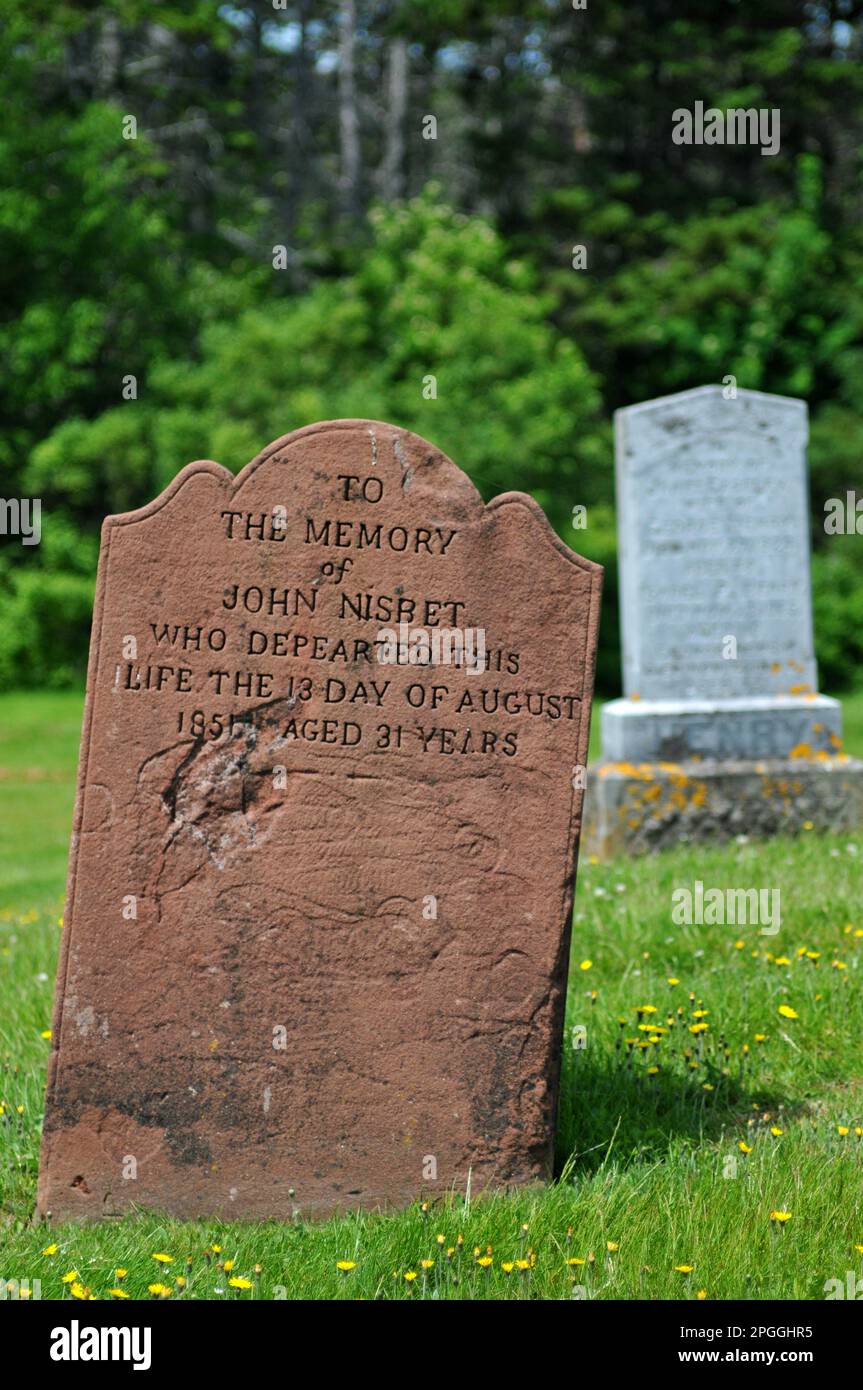 Headstones dating from the 19th Century in the cemetery at Cavendish ...
