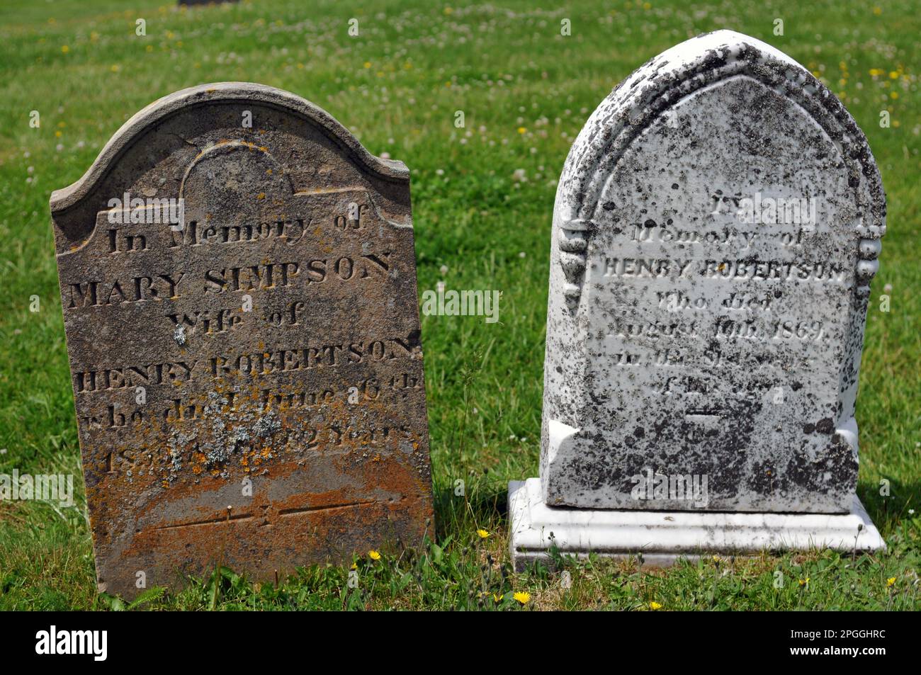 Headstones dating from the 19th Century in the cemetery at Cavendish ...