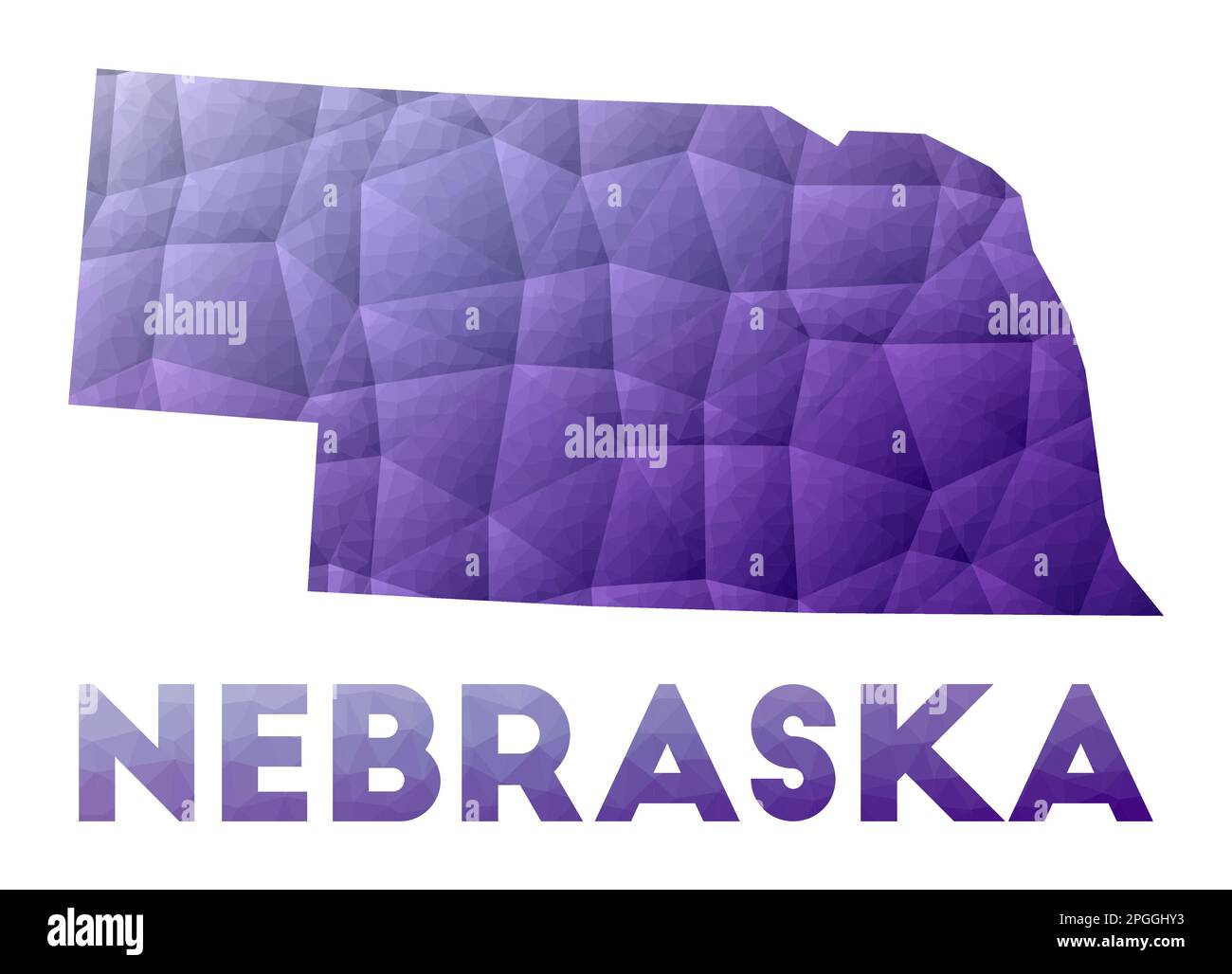 Map of Nebraska. Low poly illustration of the US state. Purple ...