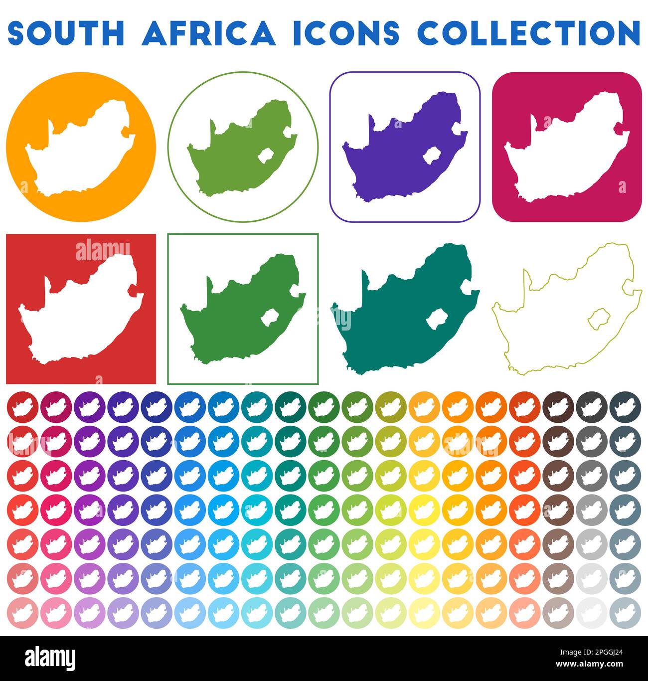 South Africa icons collection. Bright colorful trendy map icons. Modern ...