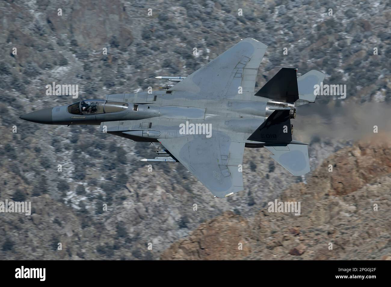 Lone Pine, CA - November 9, 2022: USAF F-15 Fighter Jet Flying Low ...