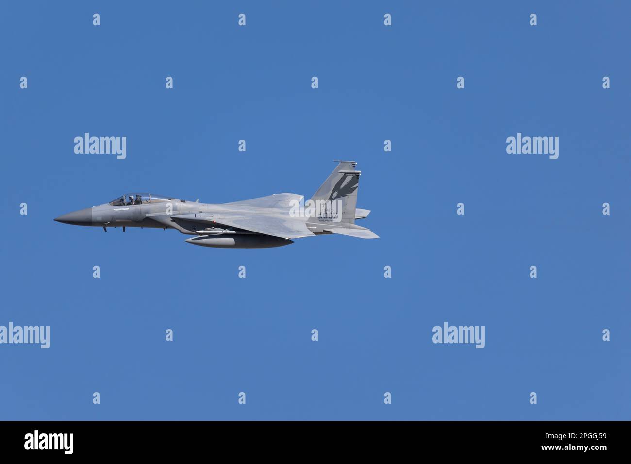 Lone Pine, CA - January 25, 2023: USAF F-15 Fighter Jet Flying Low ...