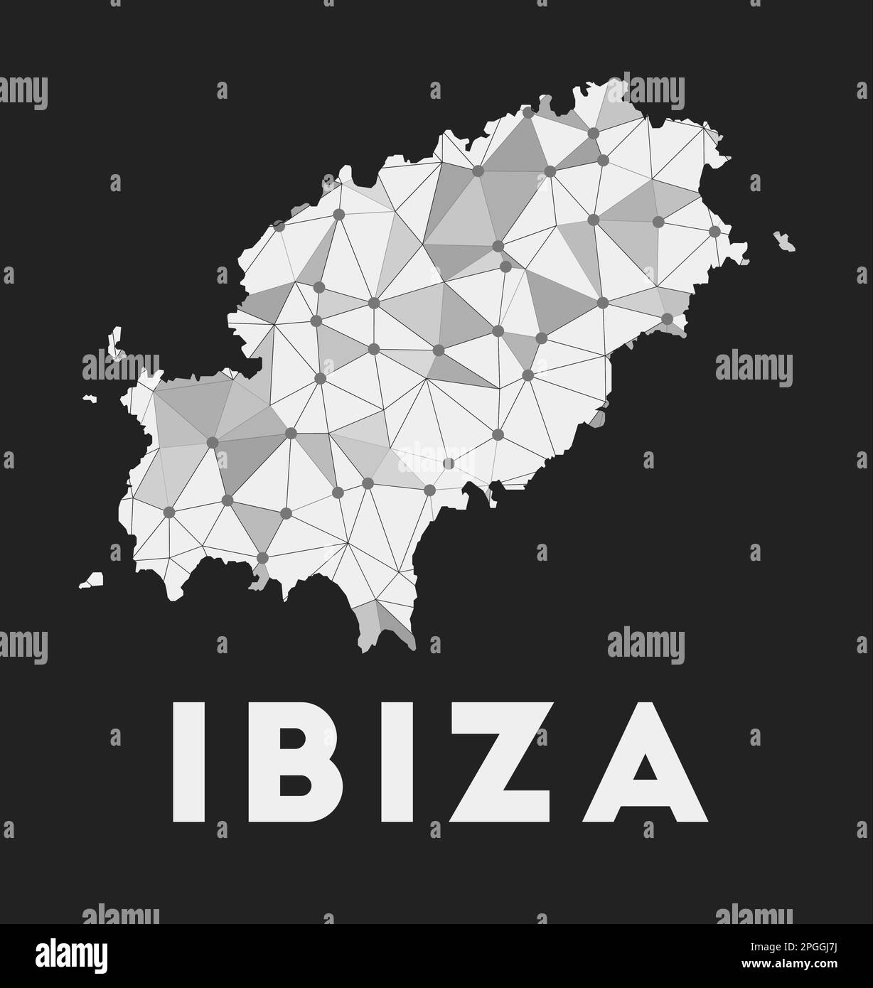 Ibiza - communication network map of island. Ibiza trendy geometric ...