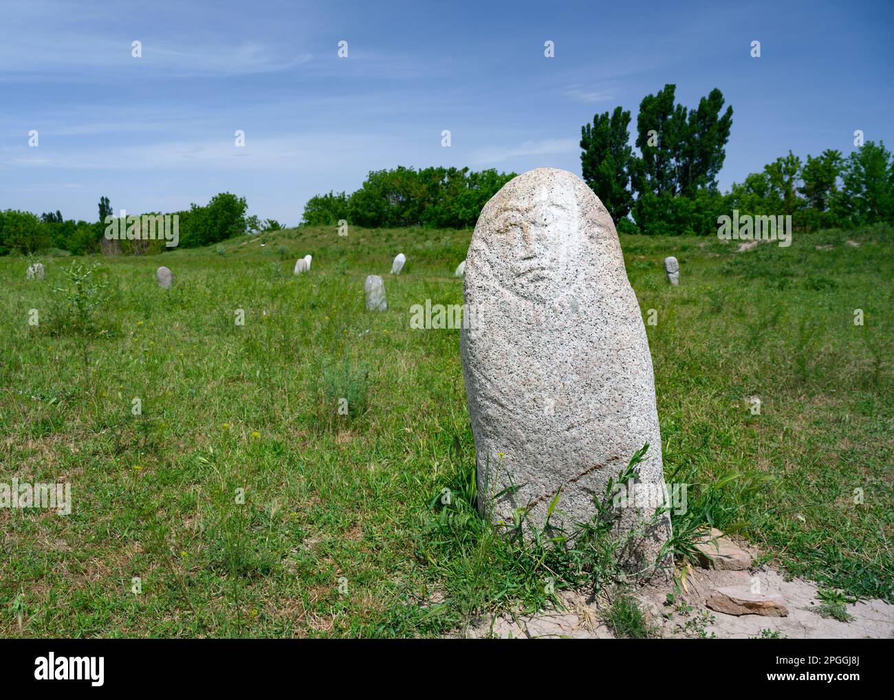 Ancient stone sculpture of 6-10 centuries of nomadic Turks in the ...