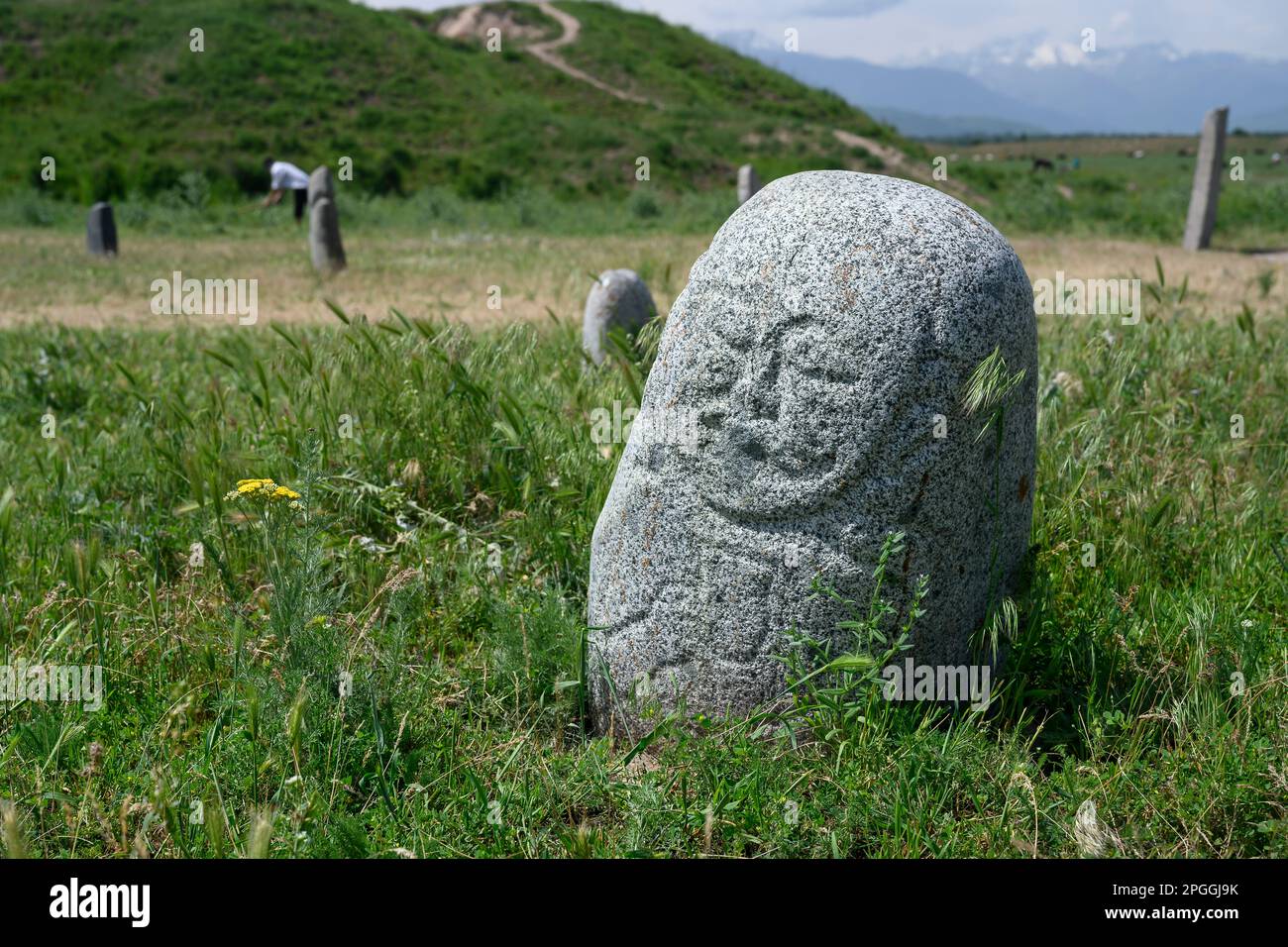 Ancient stone sculpture of 6-10 centuries of nomadic Turks in the ...