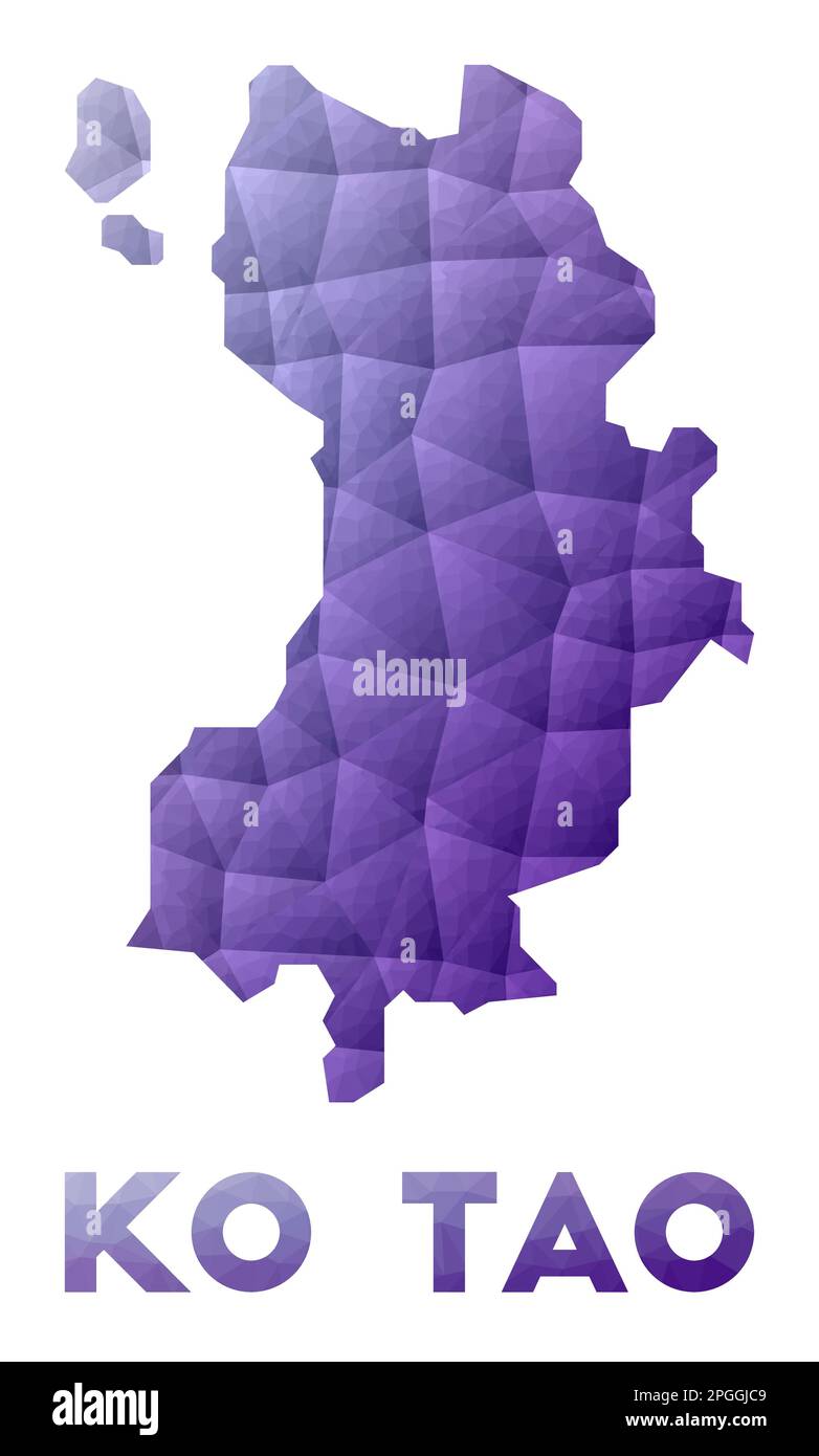 Map of Ko Tao. Low poly illustration of the island. Purple geometric ...