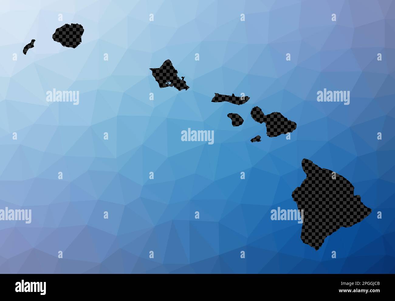Hawaii geometric map. Stencil shape of Hawaii in low poly style. Classy ...
