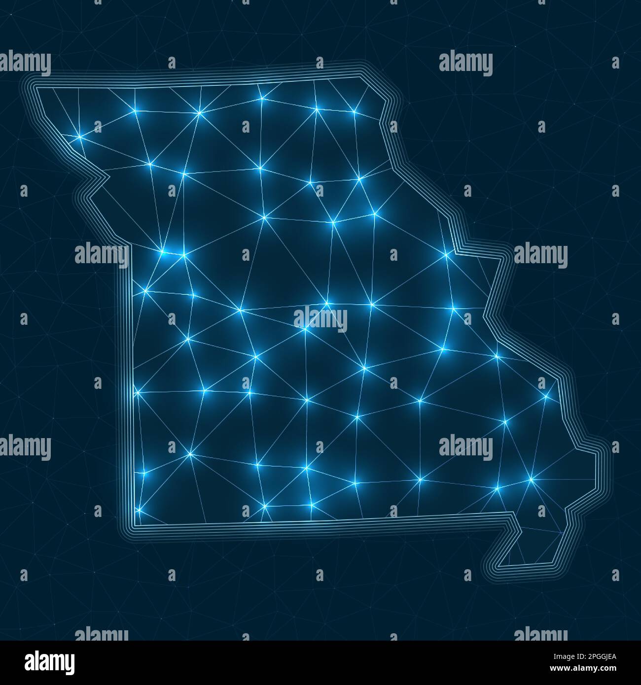 Missouri network map. Abstract geometric map of the US state. Digital ...