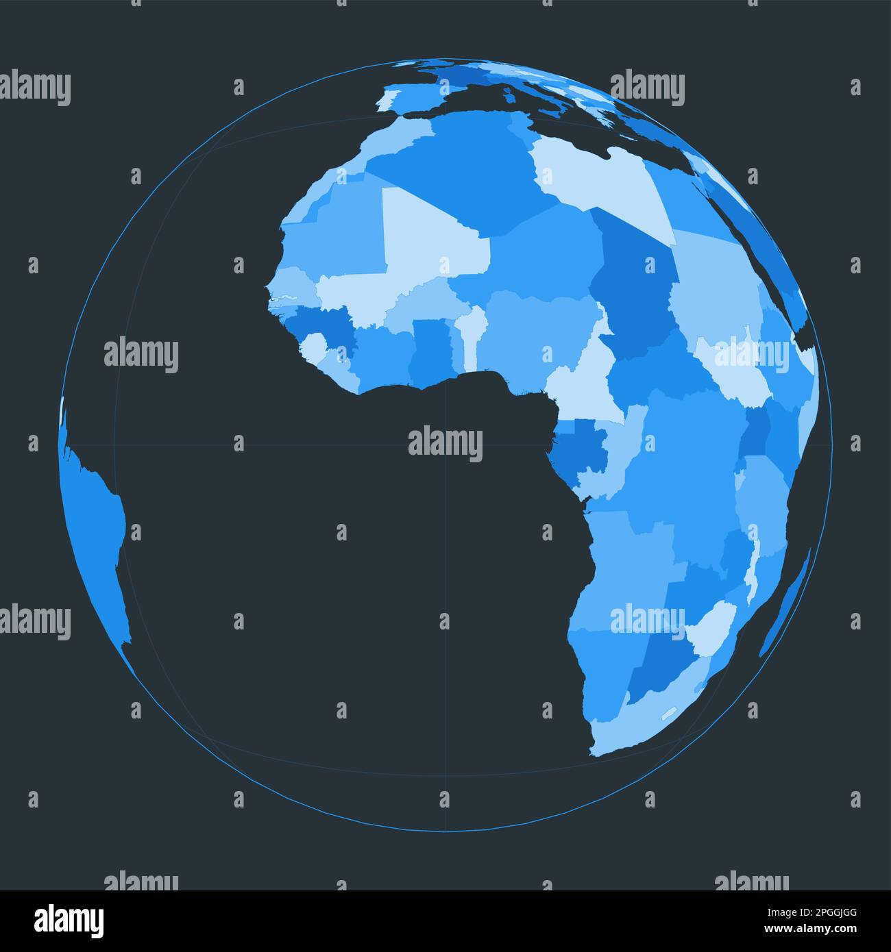 World Map. Satellite (tilted perspective) projection. Futuristic world ...