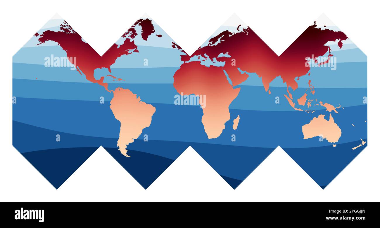 World Map Vector. HEALPix projection. World in red-orange gradient on ...