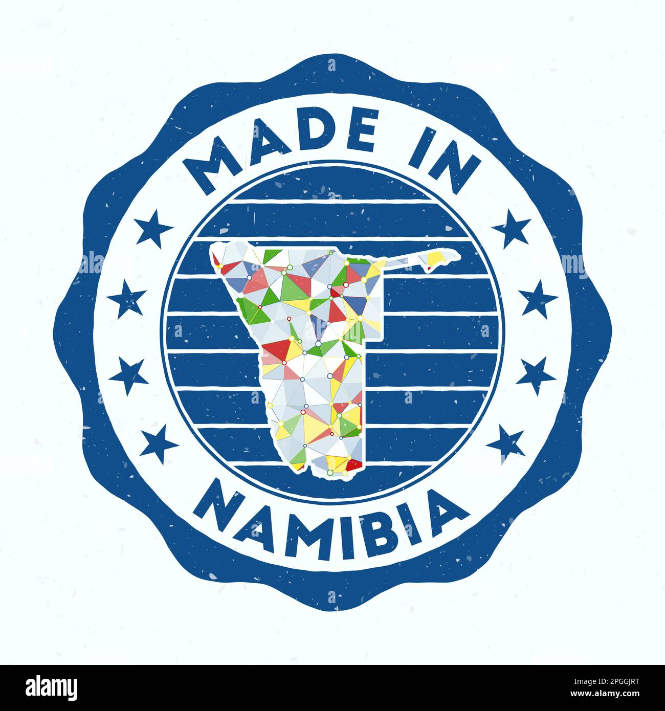 Made In Namibia. Country round stamp. Seal of Namibia with border shape ...