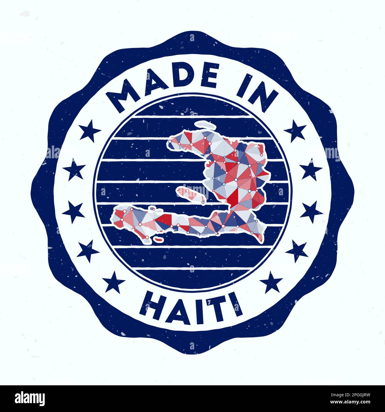 Made In Haiti. Country round stamp. Seal of Haiti with border shape ...