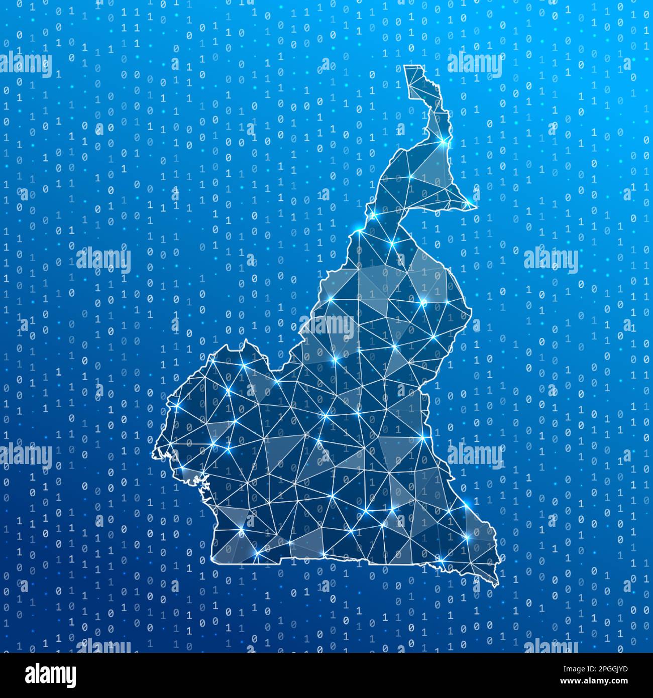 Network map of Cameroon. Country digital connections map. Technology, internet, network ...