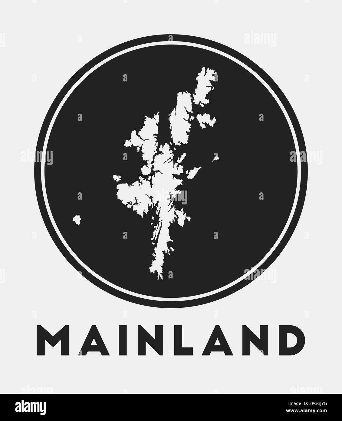 Mainland icon. Round logo with island map and title. Stylish Mainland ...