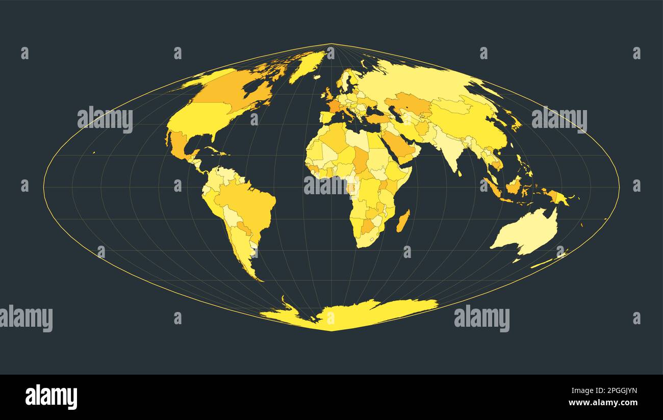World Map. Boggs eumorphic projection. Futuristic world illustration ...