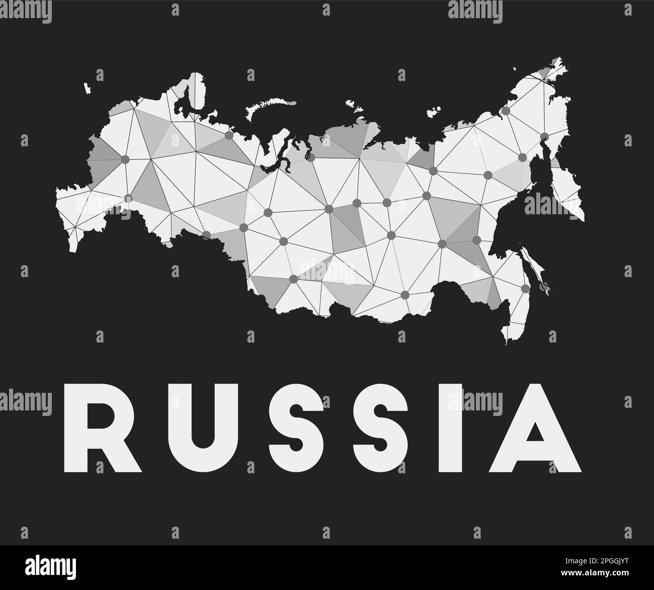 Russia - communication network map of country. Russia trendy geometric ...