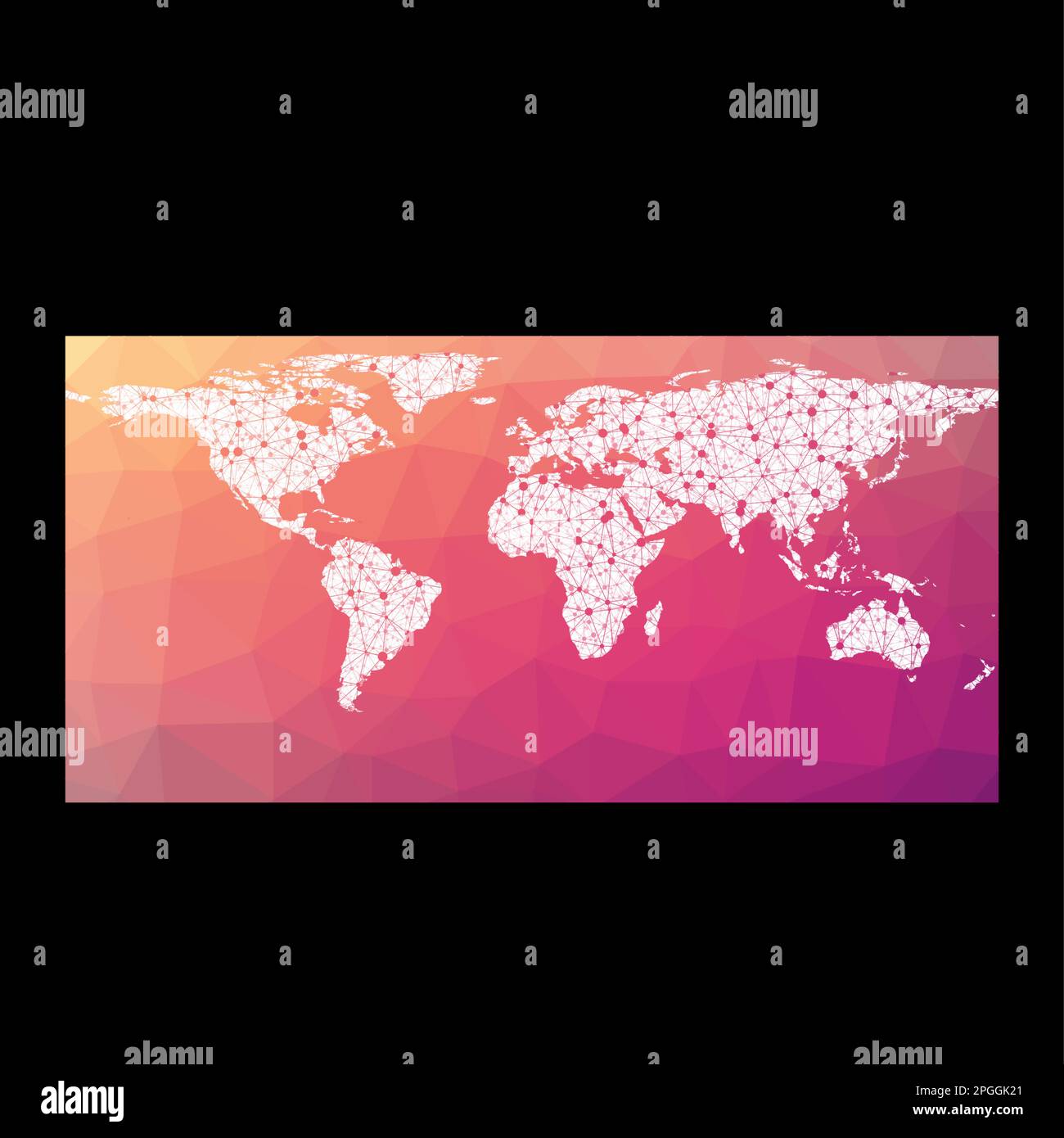 World network map. Equirectangular (plate carree) projection. Wired ...