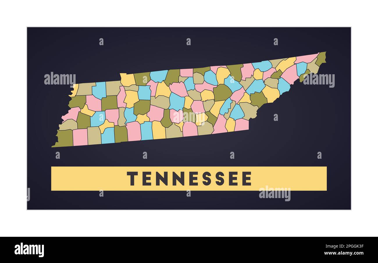 Tennessee map. US state poster with regions. Shape of Tennessee with US ...