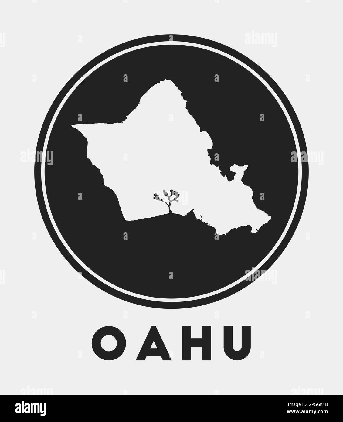 Oahu icon. Round logo with island map and title. Stylish Oahu badge ...