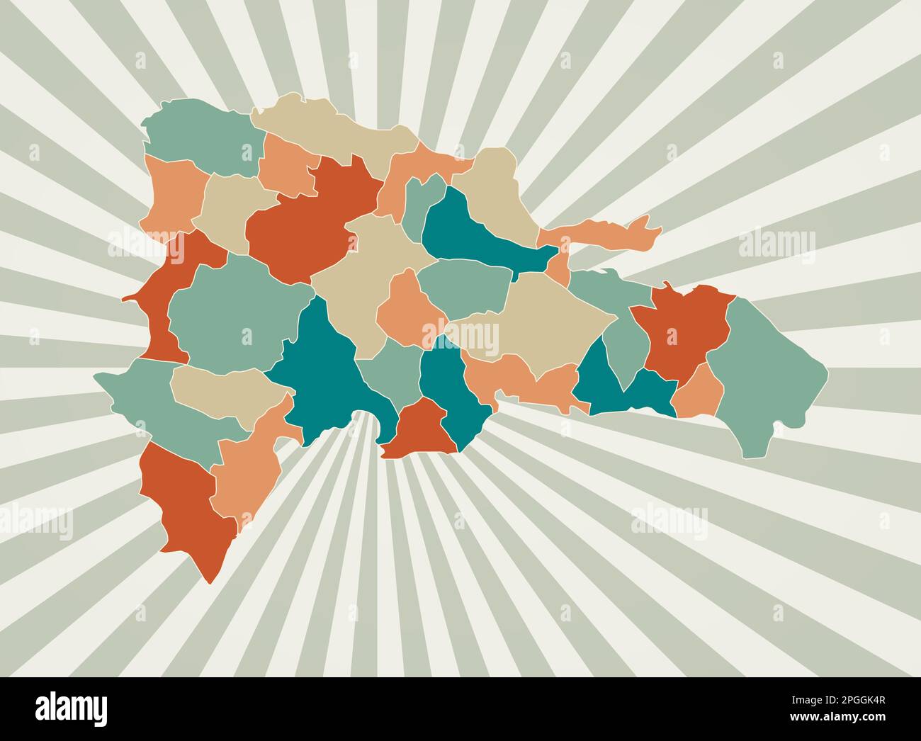 Dominicana map. Poster with map of the country in retro color palette ...