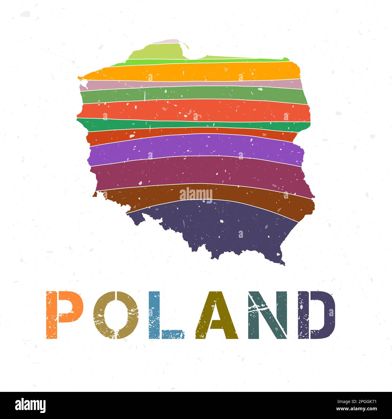 Poland map design. Shape of the country with beautiful geometric waves and grunge texture ...