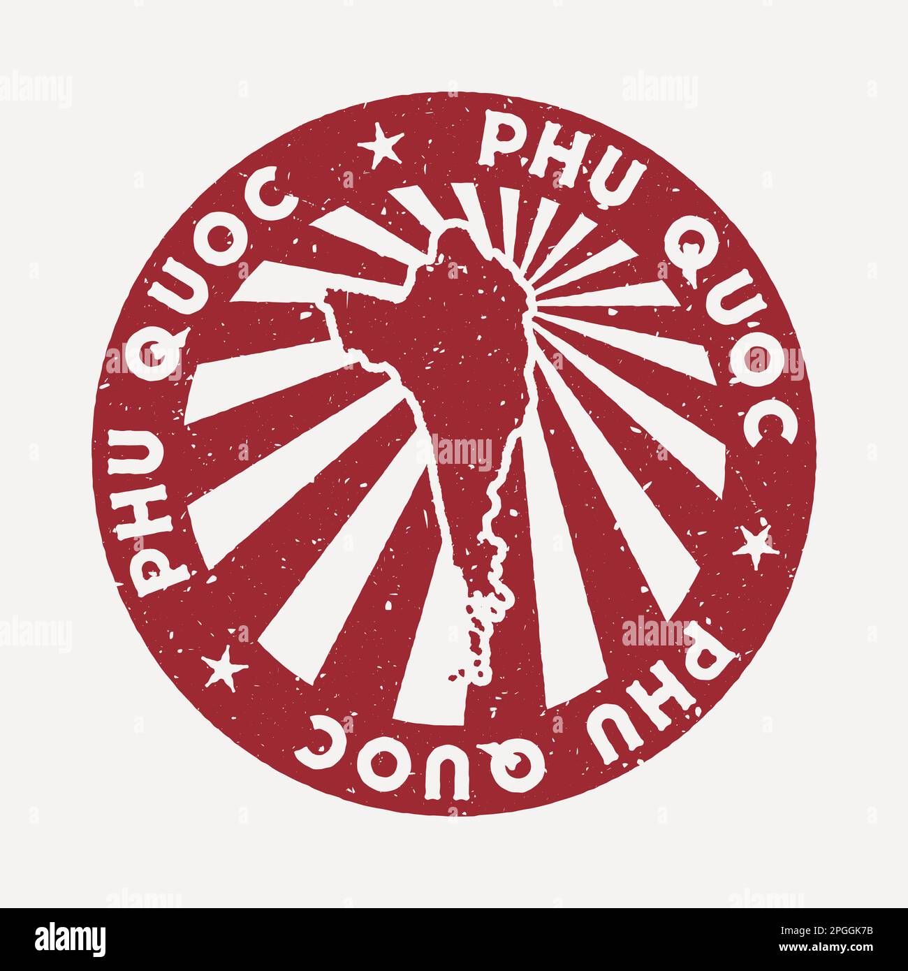 Phu Quoc stamp. Travel red rubber stamp with the map of the island ...