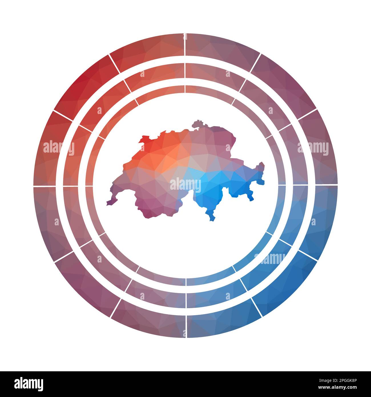 Switzerland badge. Bright gradient logo of country in low poly style ...