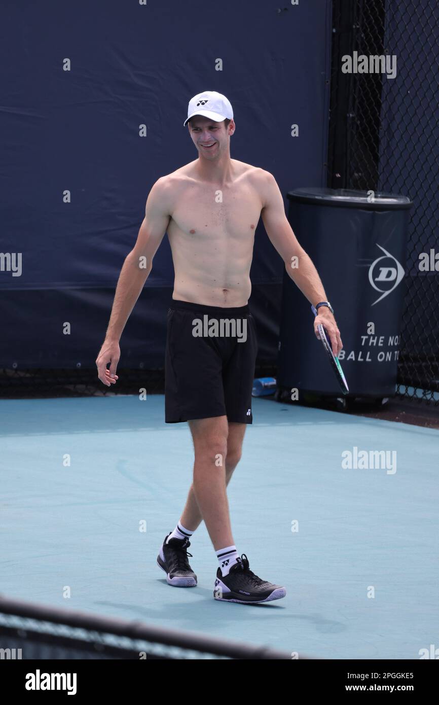 MIAMI GARDENS, FLORIDA - MARCH 22: Hubert Hurkacz seen during the Miami ...