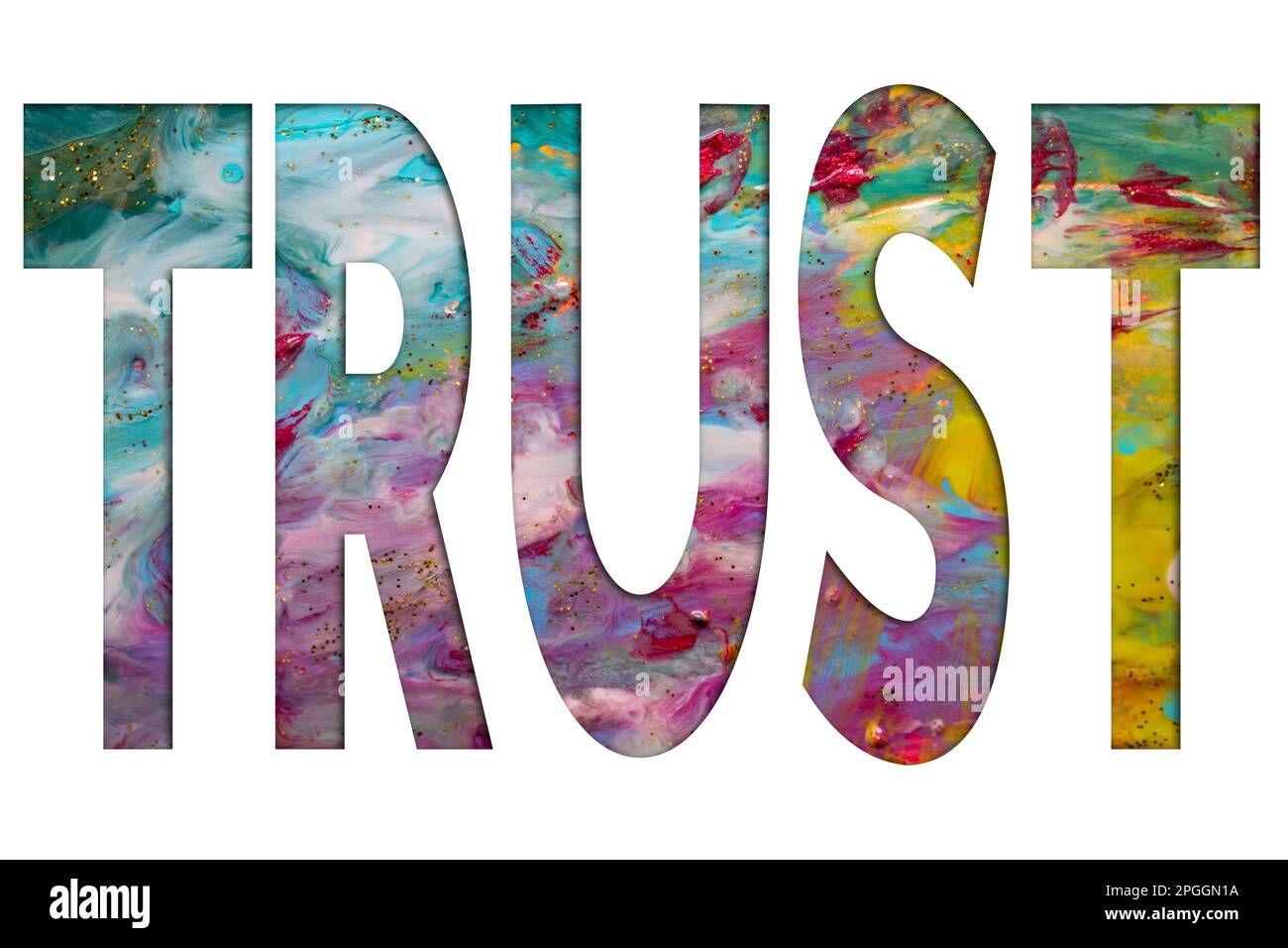 Abstract Natural Luxury art, fluid painting with Trust text, alcohol ...