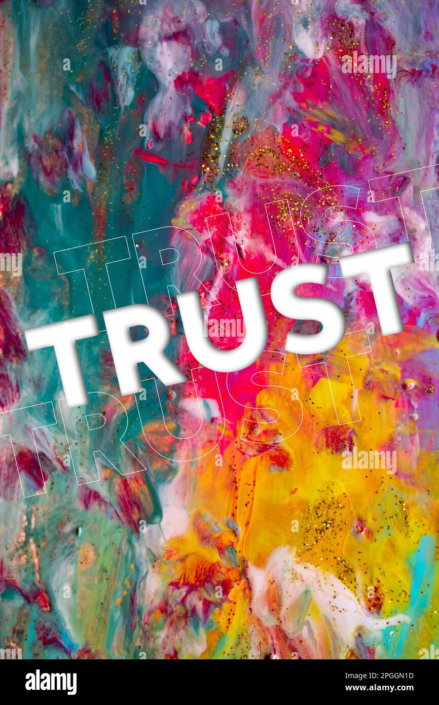 Abstract Natural Luxury art, fluid painting with Trust text, alcohol ...