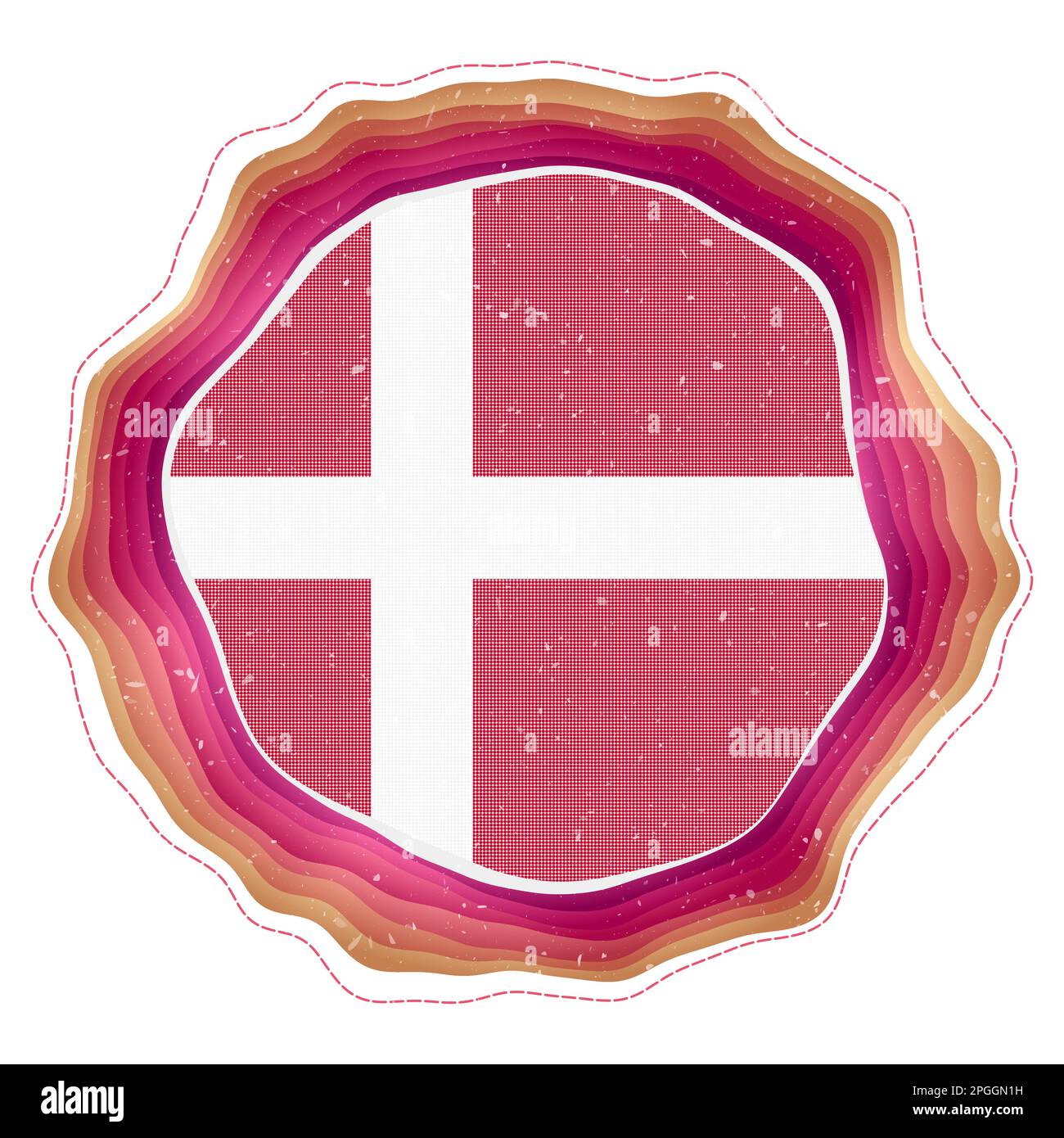 Denmark flag in frame. Badge of the country. Layered circular sign ...