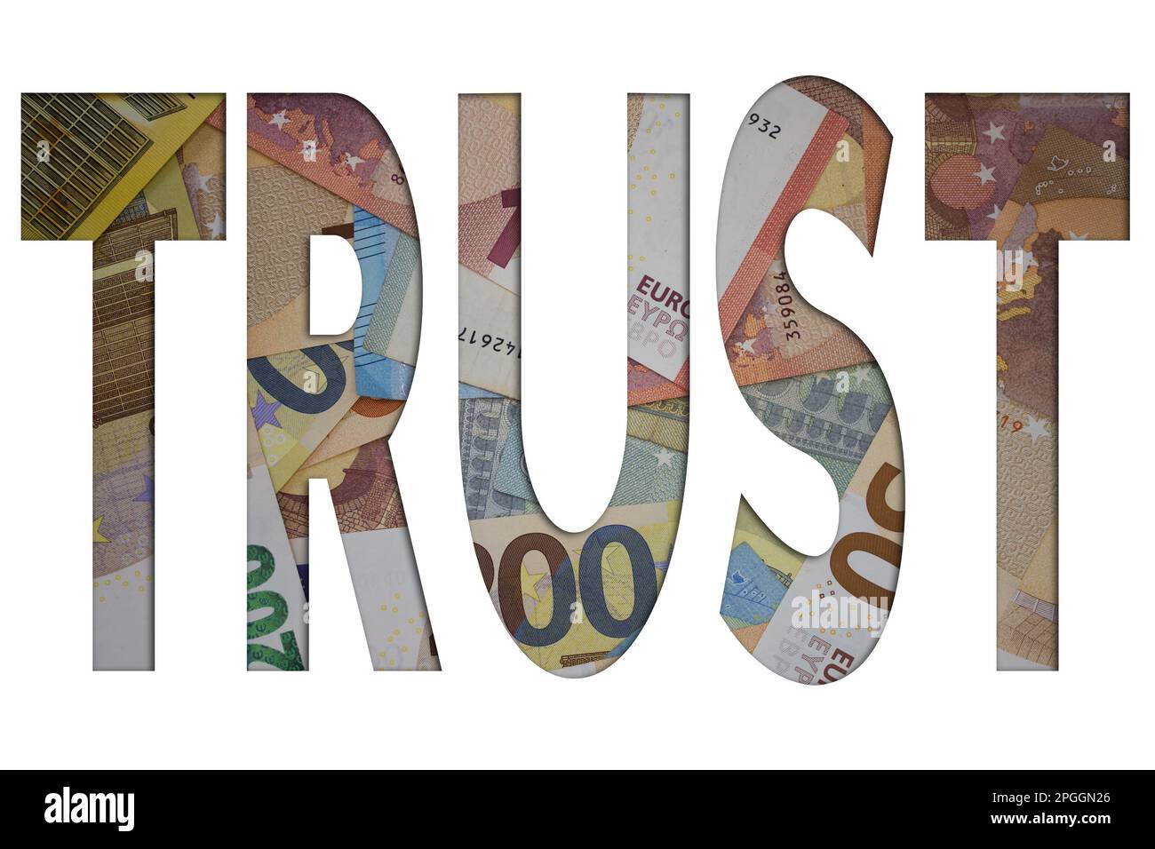 Trust word with money. Paper currency background with different ...