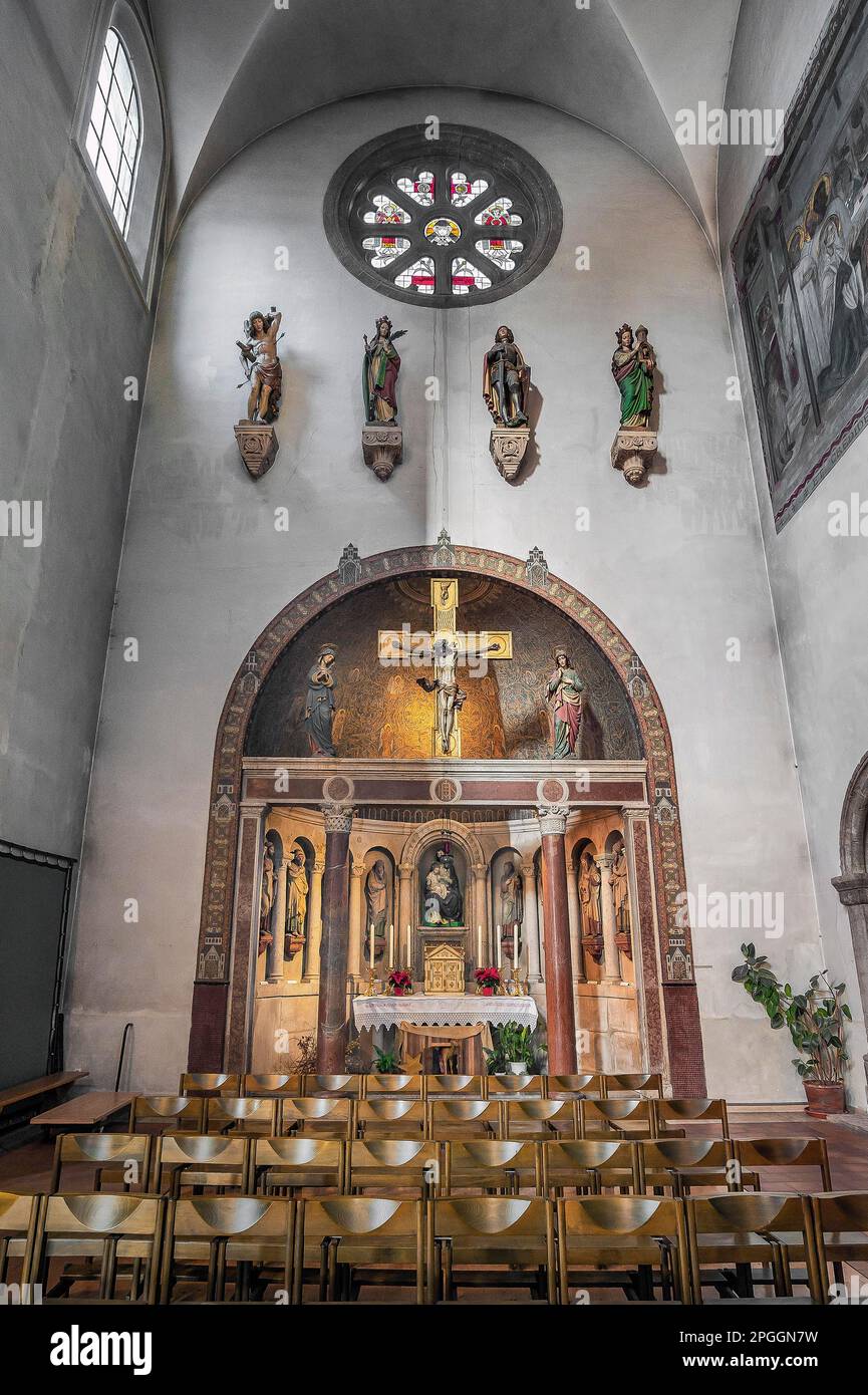Side altar, Neo-Romanesque parish church of St. Anne in Lehel, Munich ...