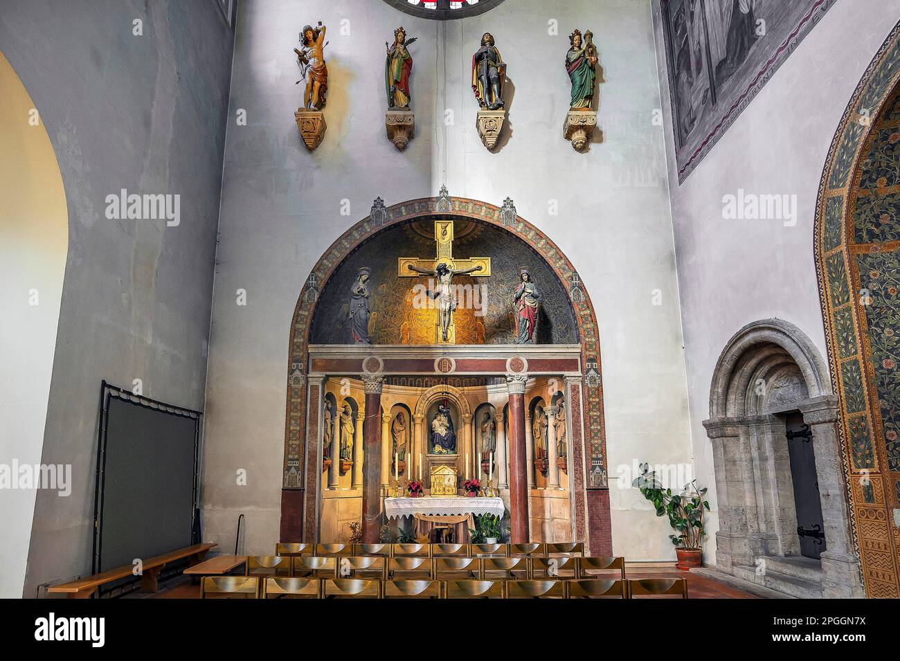 Side altar, Neo-Romanesque parish church of St. Anne in Lehel, Munich ...