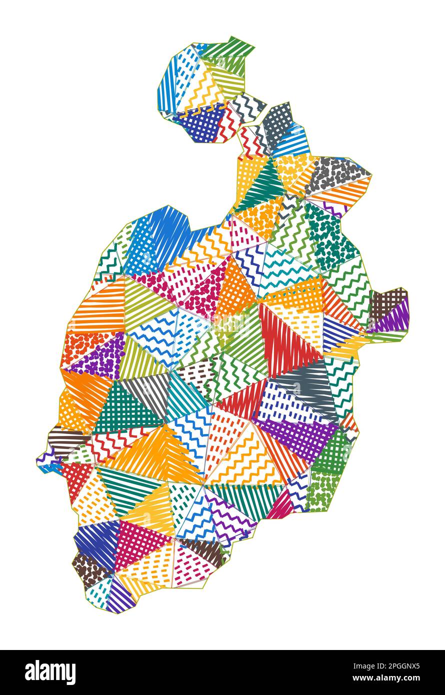 Kid style map of Isla de Providencia. Hand drawn polygons in the shape of Isla de Providencia ...