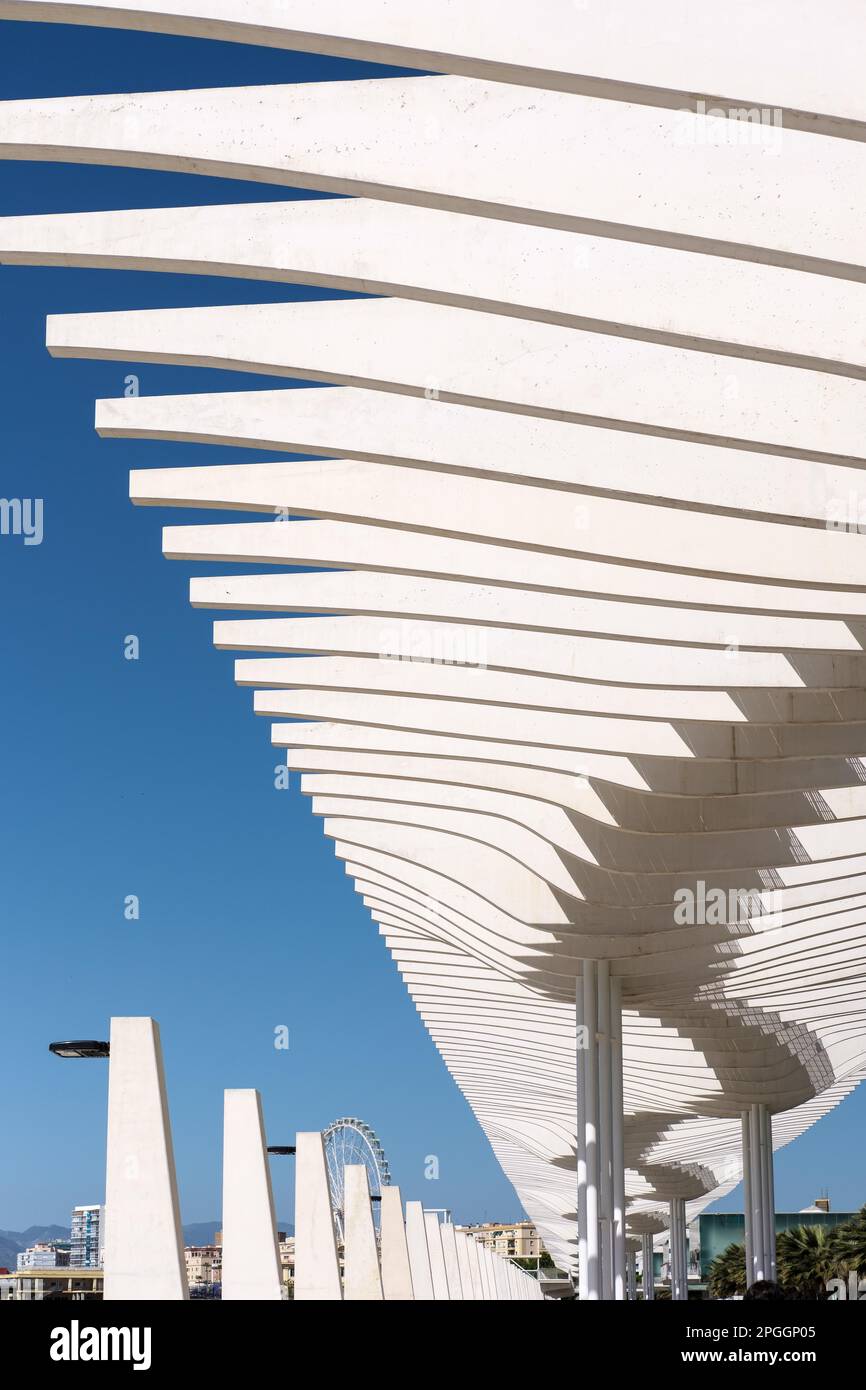 Modern Pergola in the Harbour Area of Malaga Stock Photo - Alamy