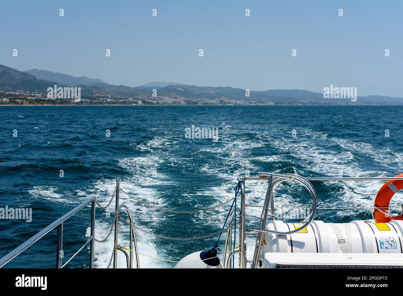 View from the Stern of a Catamaran at Sea Stock Photo - Alamy