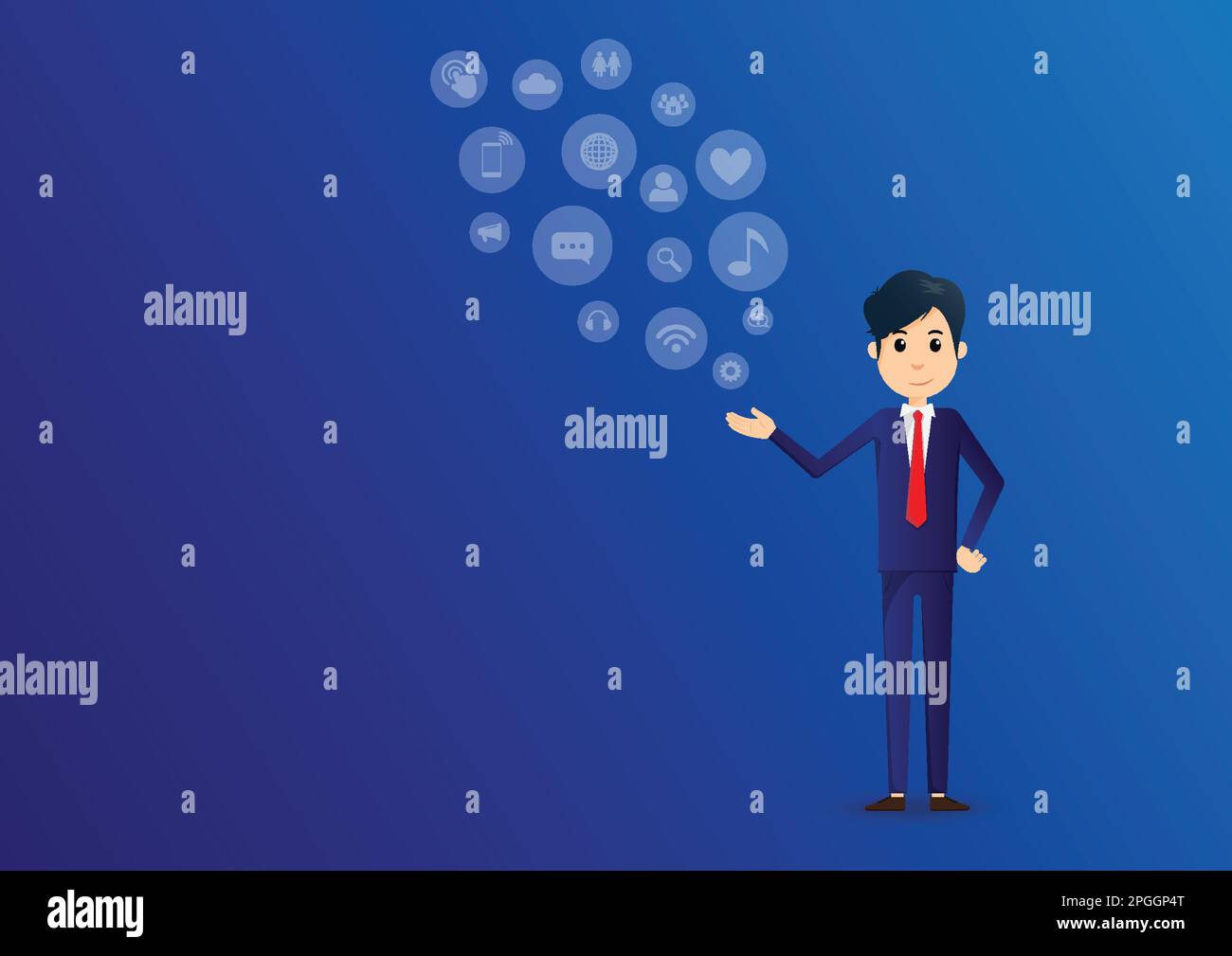 Businessman and icon technology connecting. Automation communication ...