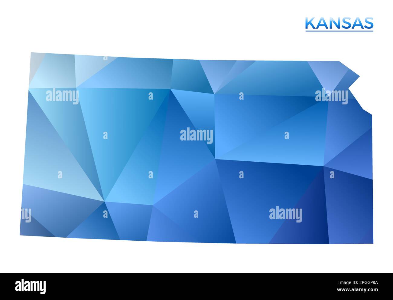 Vector polygonal Kansas map. Vibrant geometric US state in low poly ...