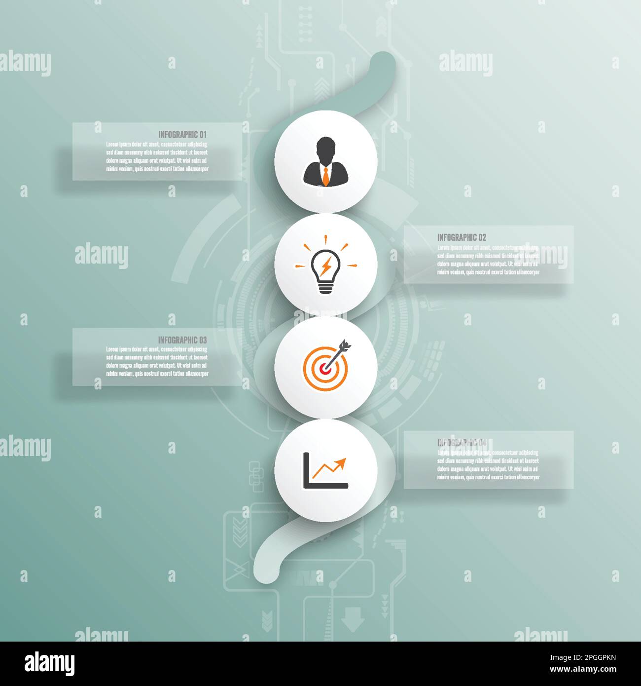 Vector infographic template with 3D paper label, integrated circles ...