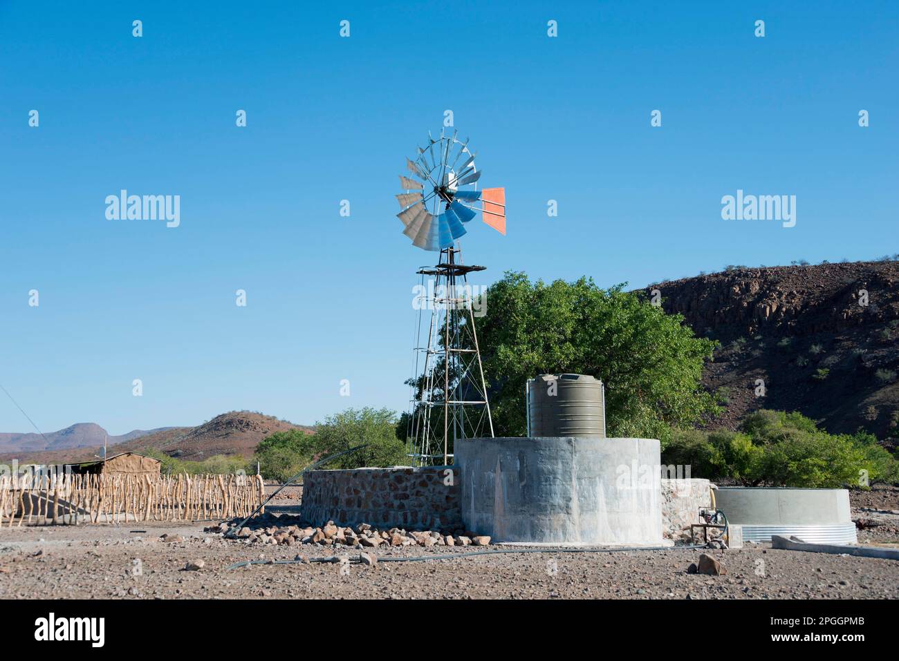 Well, wind turbine, water supply, C43, south of Palmwag, Damaraland ...