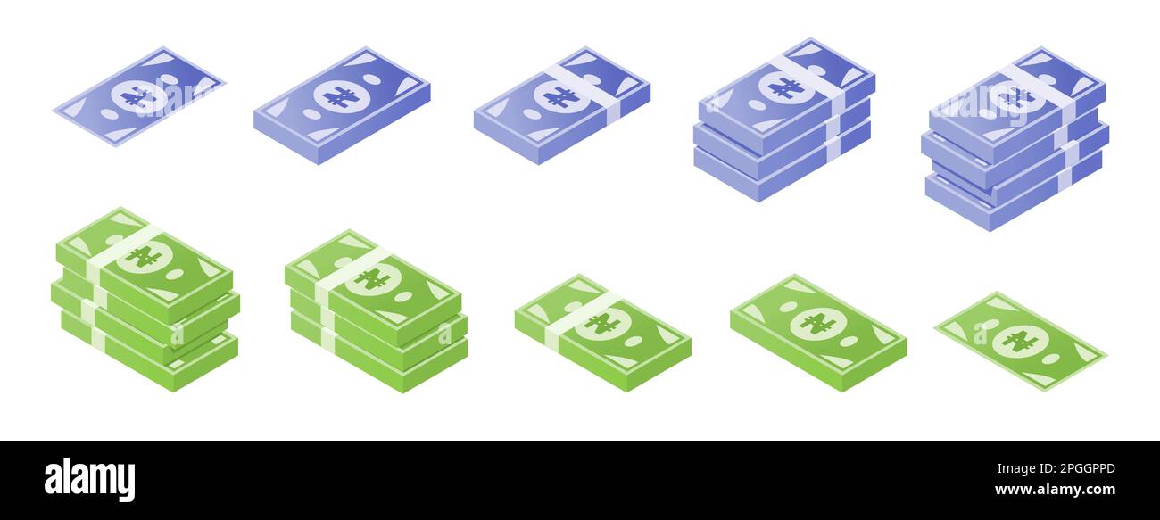 Nigerian Naira Banknote Isometric Icon Set Stock Vector Image & Art - Alamy