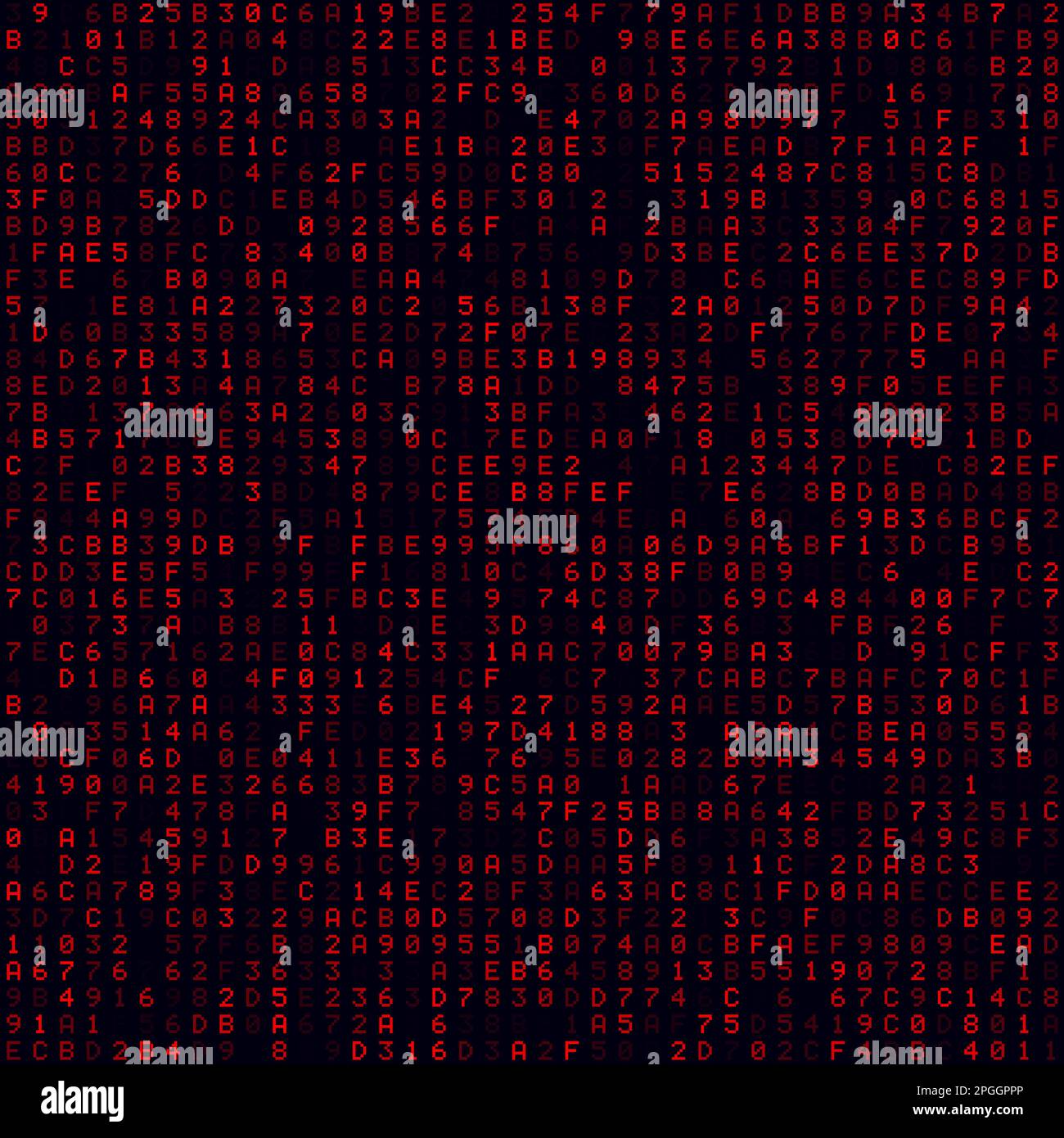 Digital background. Red filled hexadecimal background. Medium sized ...