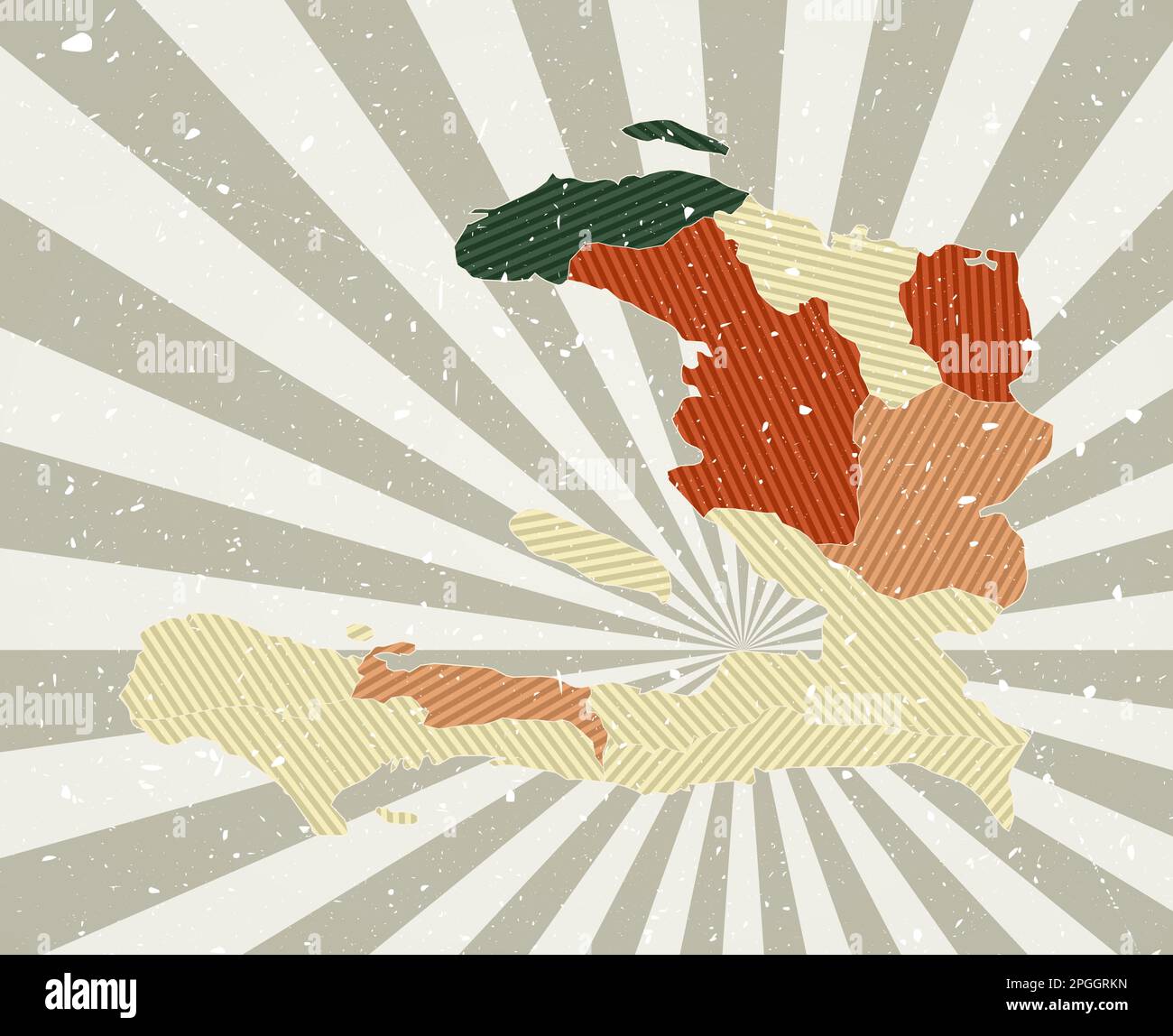 Haiti vintage map. Grunge poster with map of the country in retro color ...