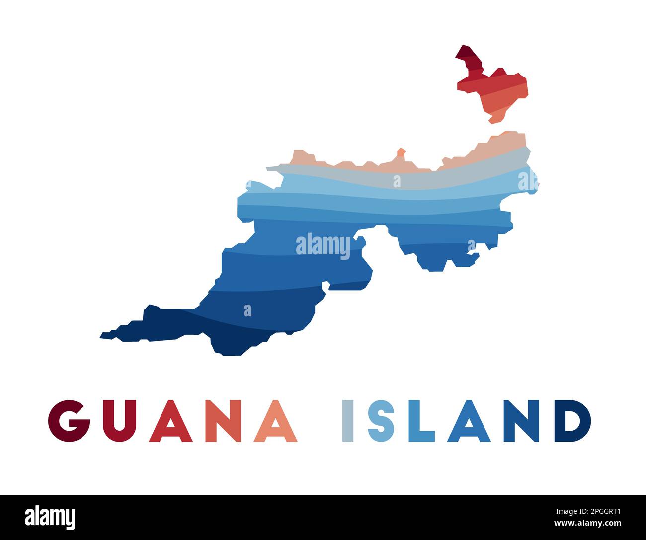 Guana Island map. Map of the island with beautiful geometric waves in ...
