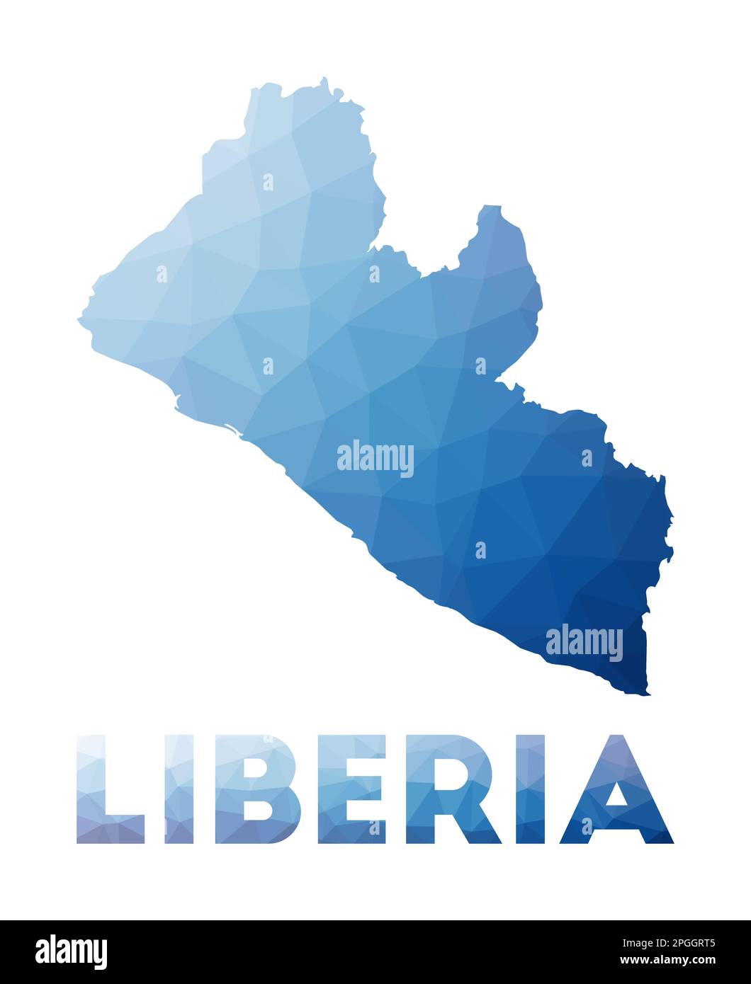 Low poly map of Liberia. Geometric illustration of the country. Liberia ...